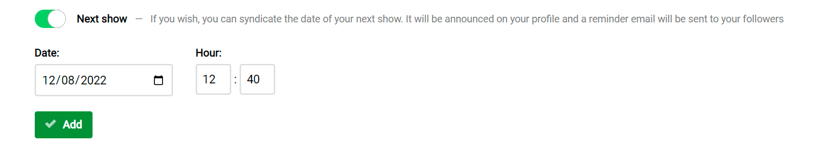 New features: Next Broadcast and Activity Calendar