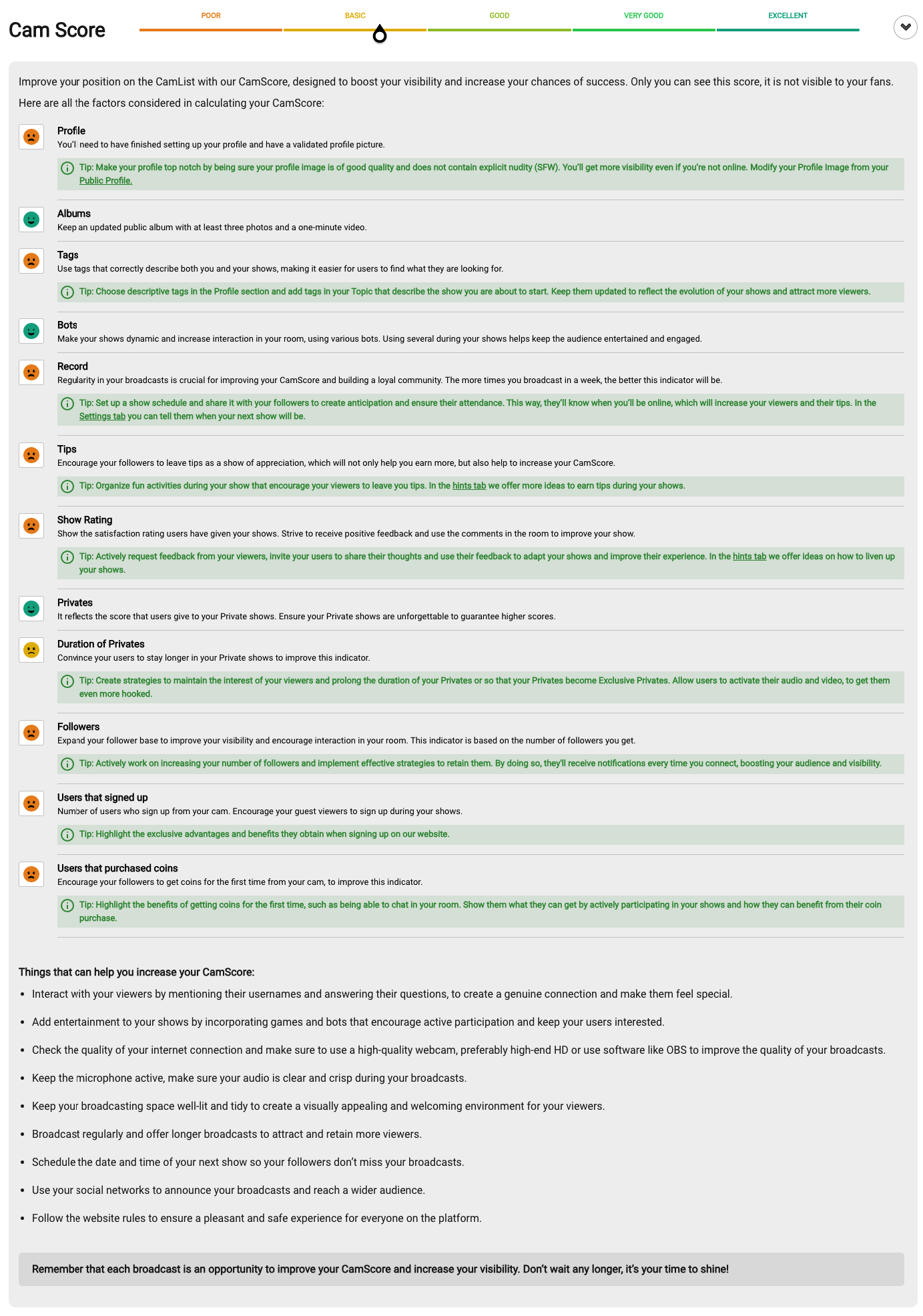 Improving your broadcast: Intermediate level - CamScore - Amateur.tv Blog